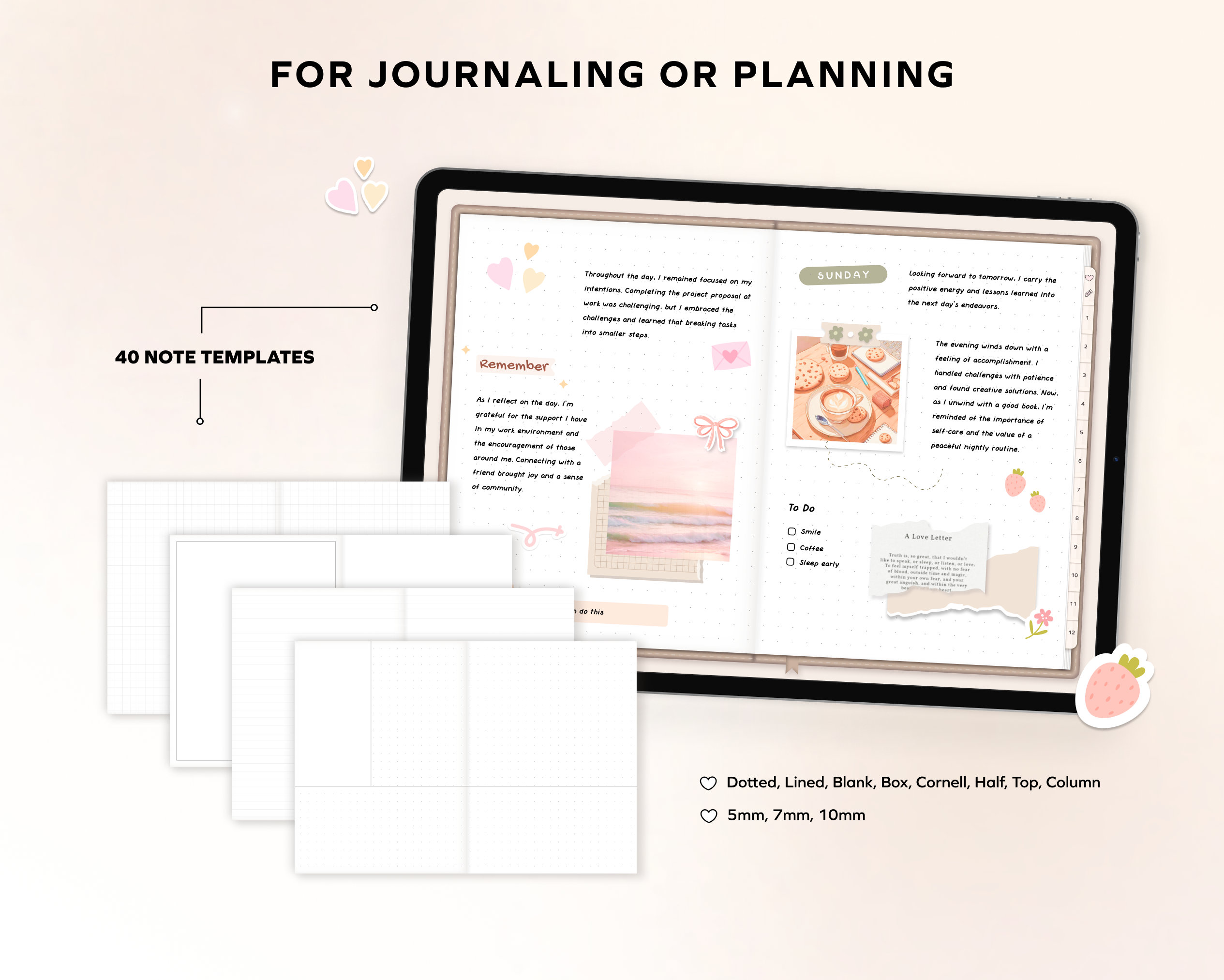 Digital Bullet Journal, Realistic Daily Notebook Scrapbook With ...