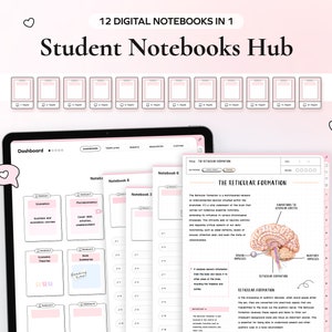 12 Student Digital Notebooks Bundle, Minimalist Note Paper Hyperlinked ...