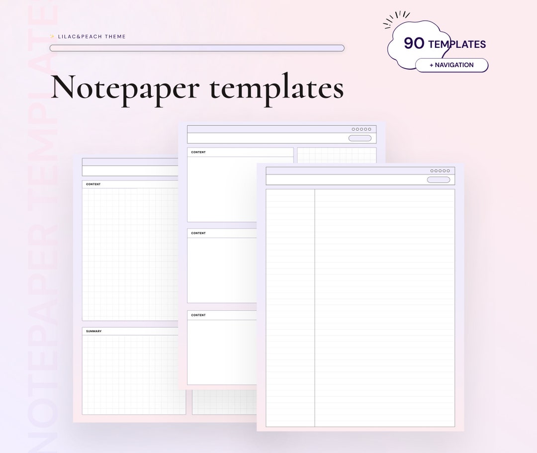 Digital Notepaper Student Notes Templates for Goodnotes Noteshelf ...