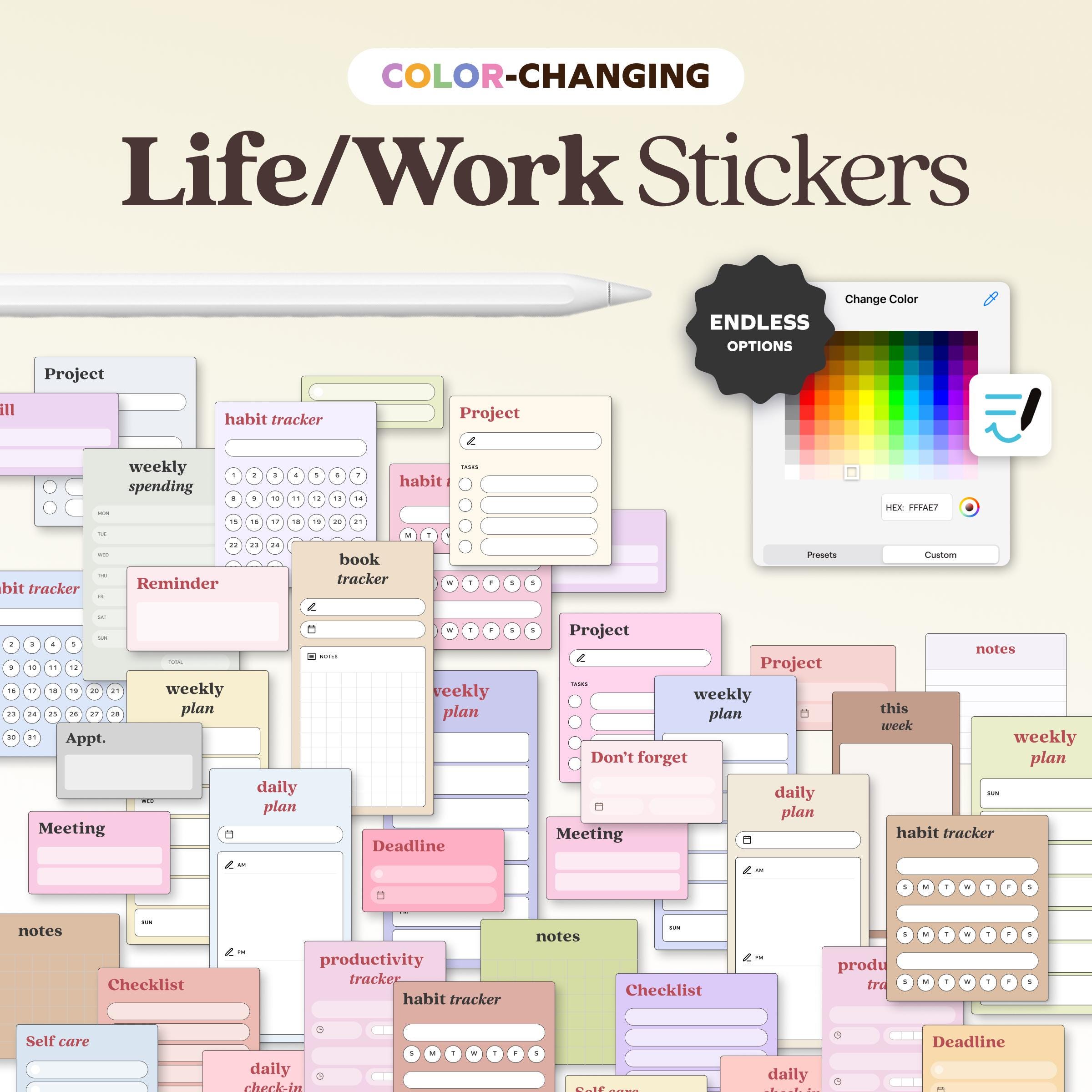 Everyday Life Work Digital Stickers for Planner, Goodnotes, iPad ...