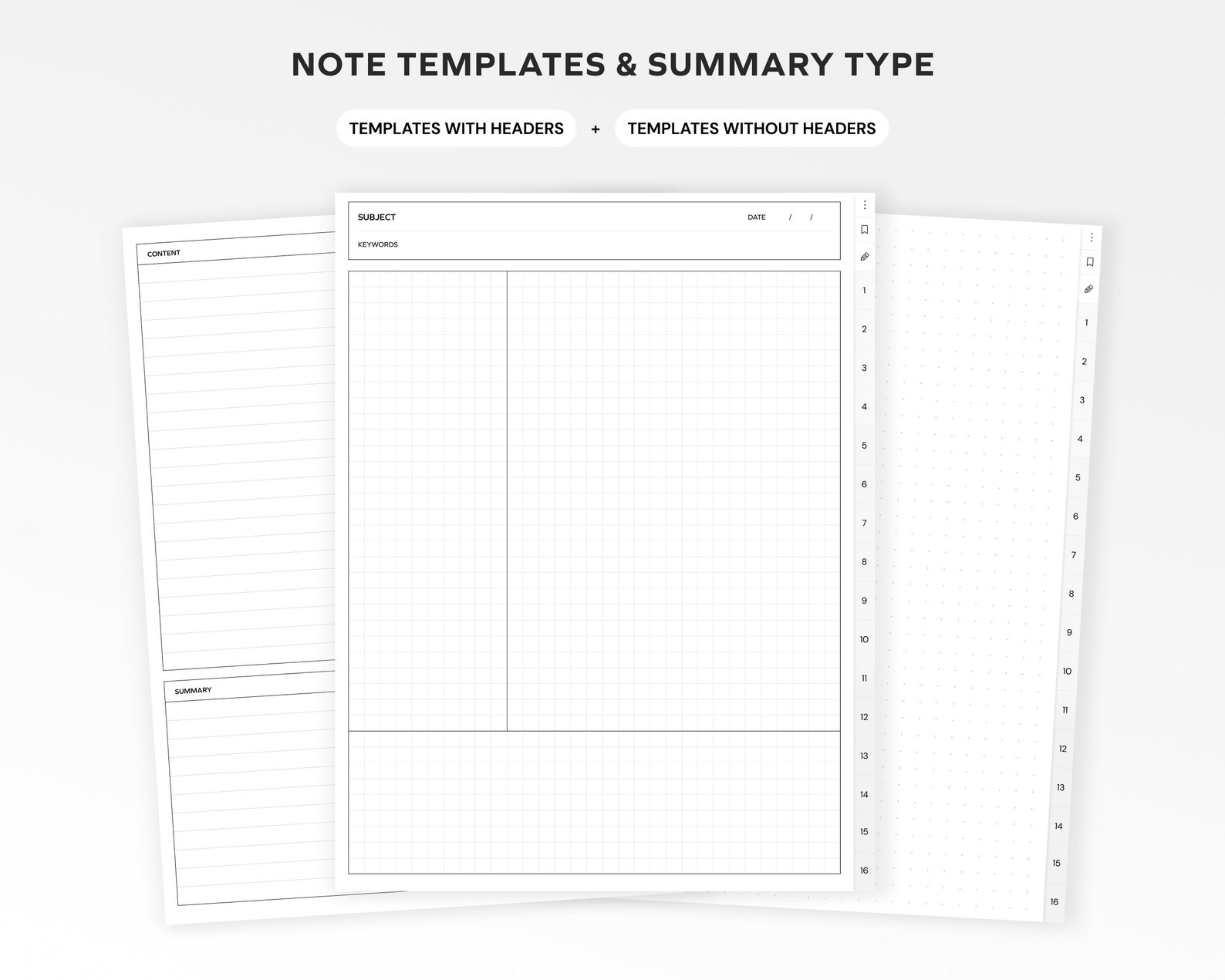 Student Digital Notebook, Minimalist Note Paper Hyperlinked Notetaking ...