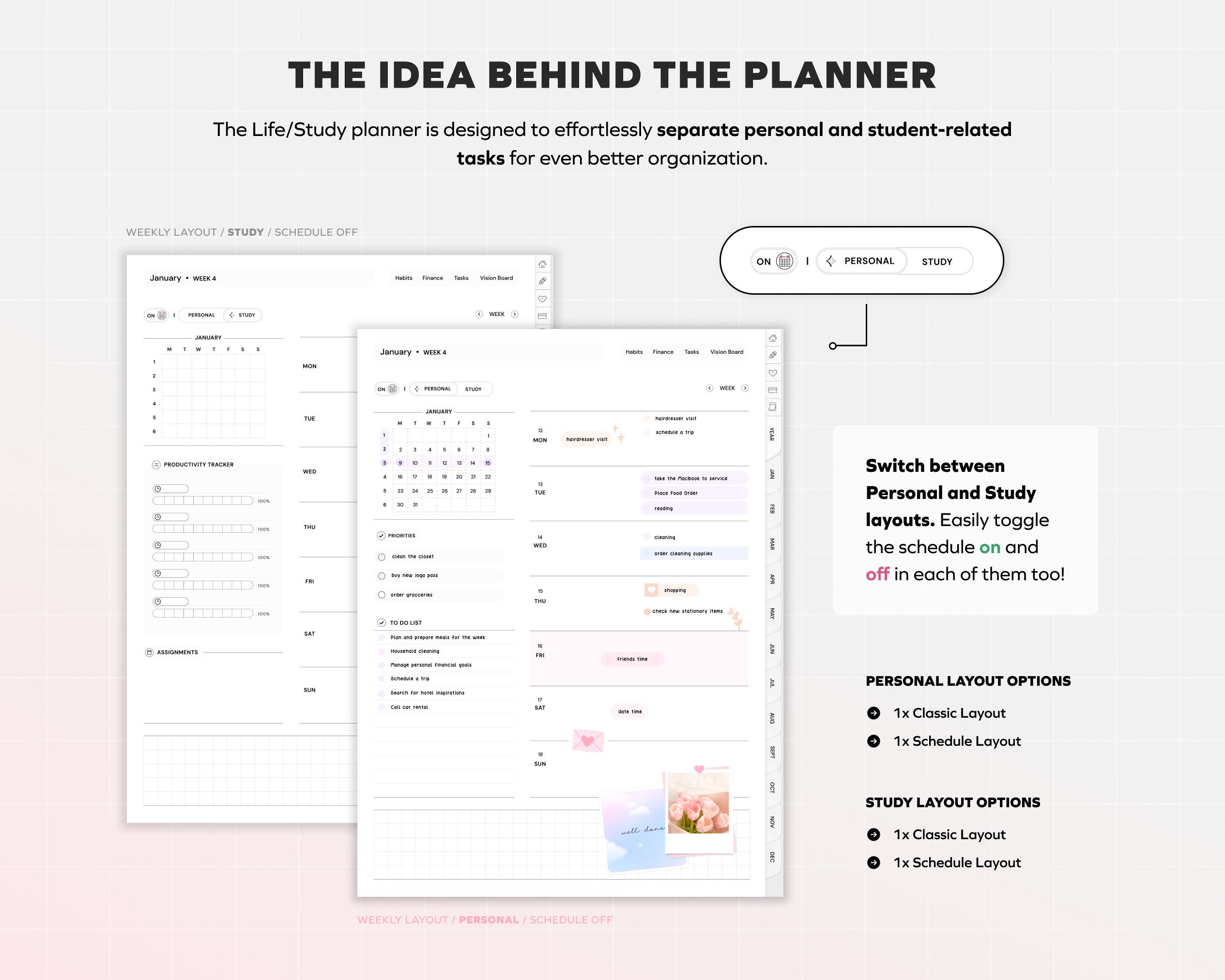 Undated Life Student Digital Planner for Goodnotes Notability iPad ...