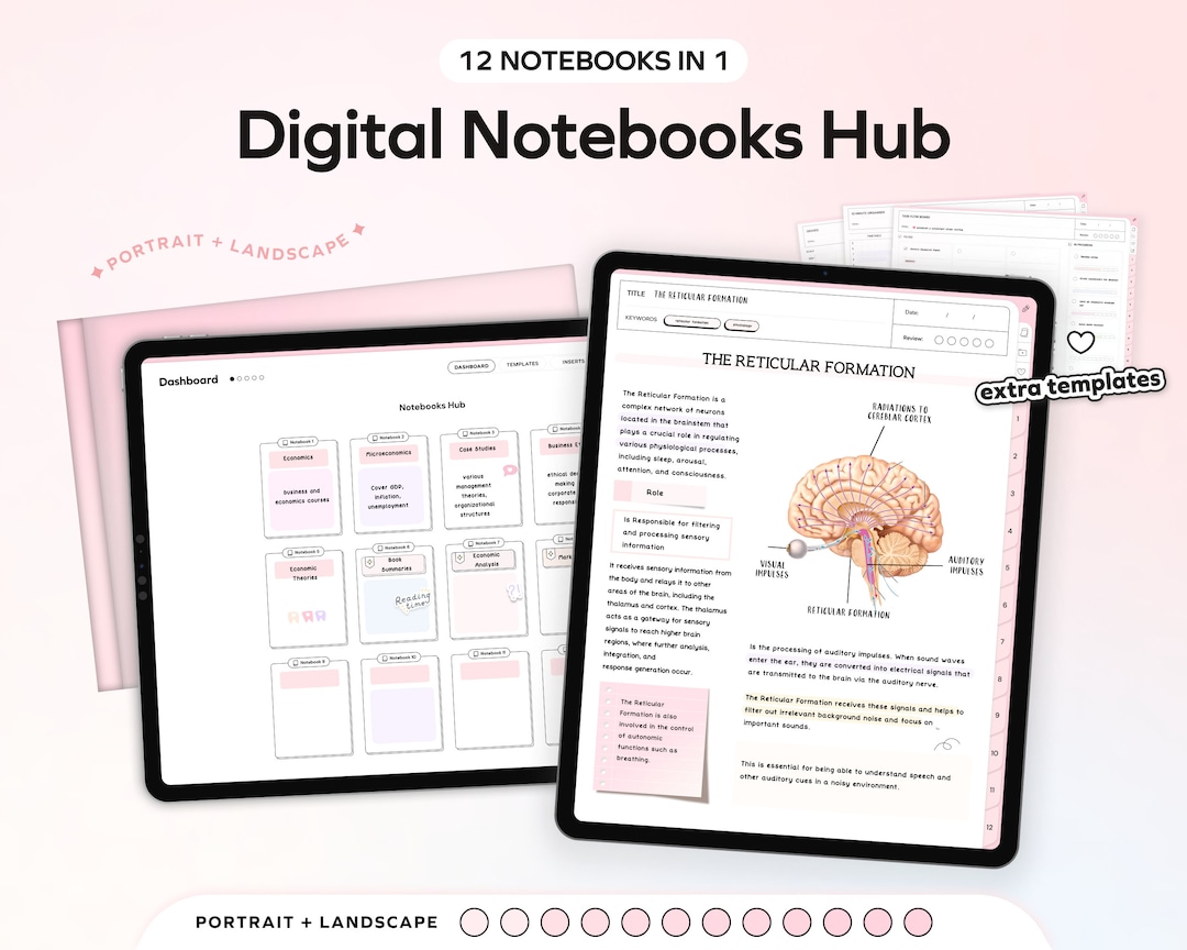 12 Student Digital Notebook Bundle, Hyperlinked Planner Notetaking for ...