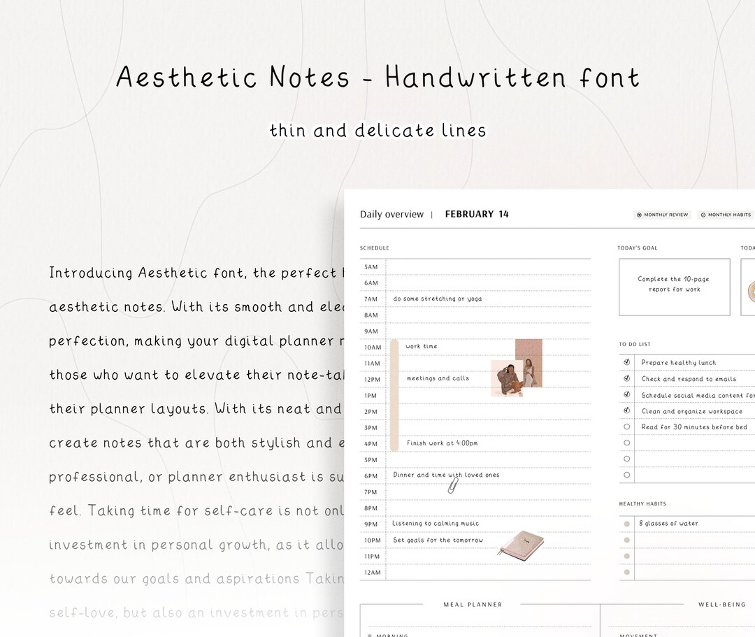 Aesthetic Notes Handwritten Font Digital Planner Font - Etsy