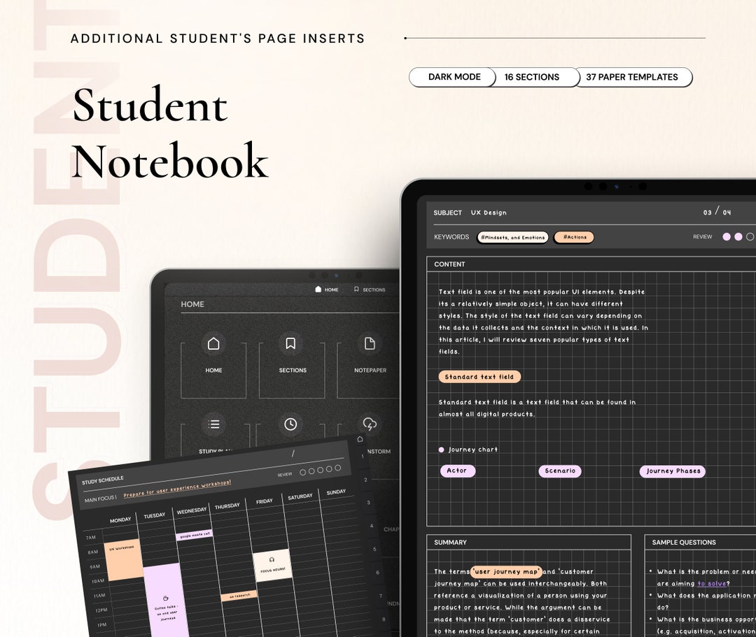 Student Digital Notebook Hyperlinked Notetaking Templates Planner ...