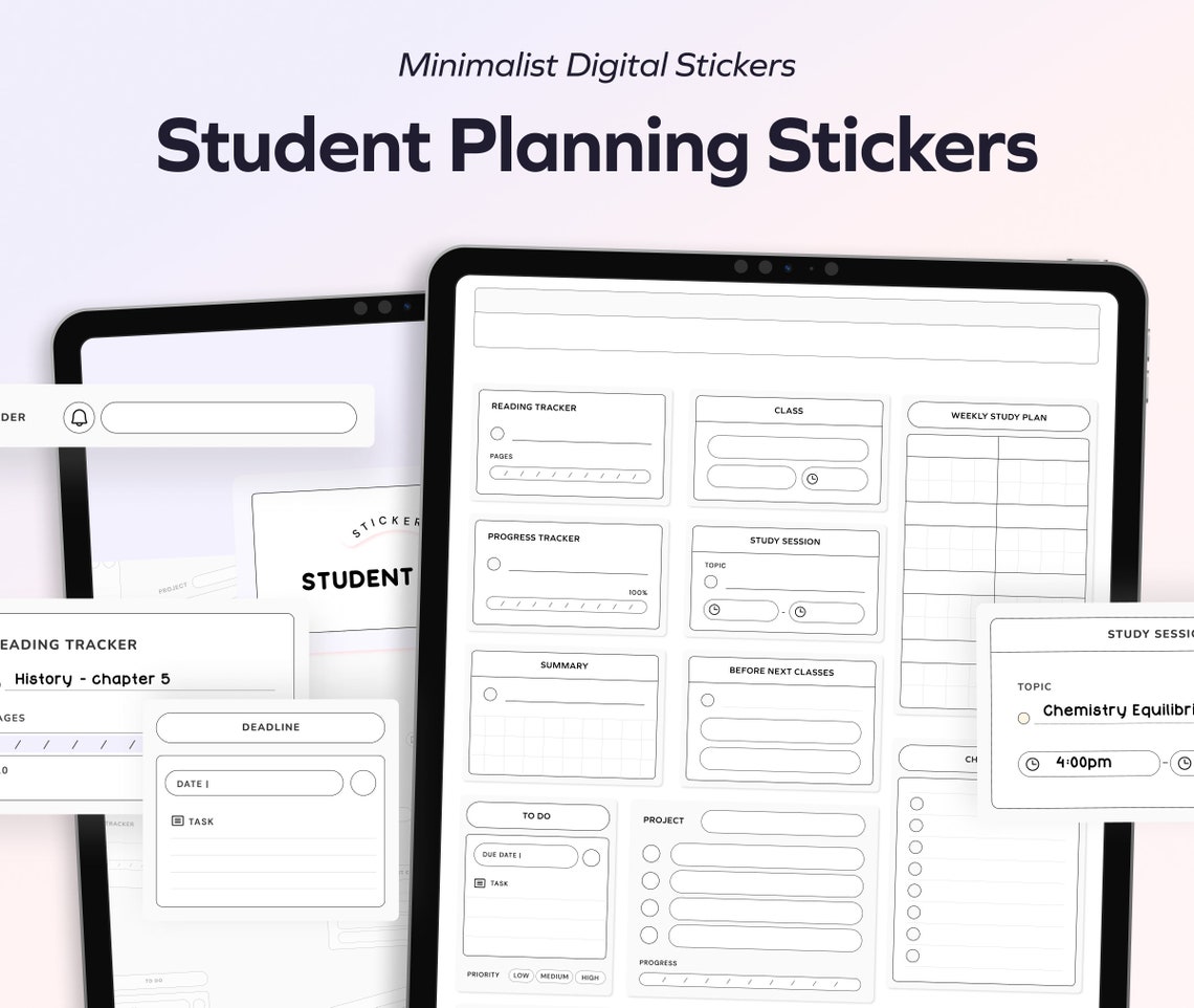 Student Digital Stickers for Planner Goodnotes Precropped Study ...