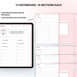 12 Student Digital Notebooks Bundle, Minimalist Note Paper Hyperlinked ...