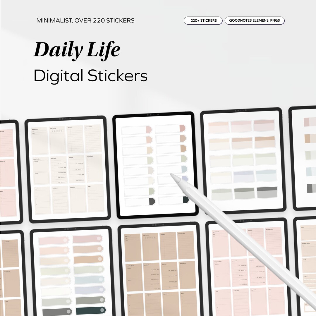 Minimalist Transparent Digital Planner Stickers for Ipad, Goodnotes ...
