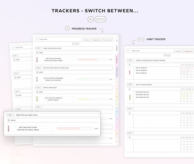 Language Learning Notebook/planner Learn Grammar Vocabulary Digital ...