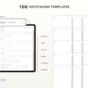 Student Digital Notebook, Minimalist Note Paper Hyperlinked Notetaking ...