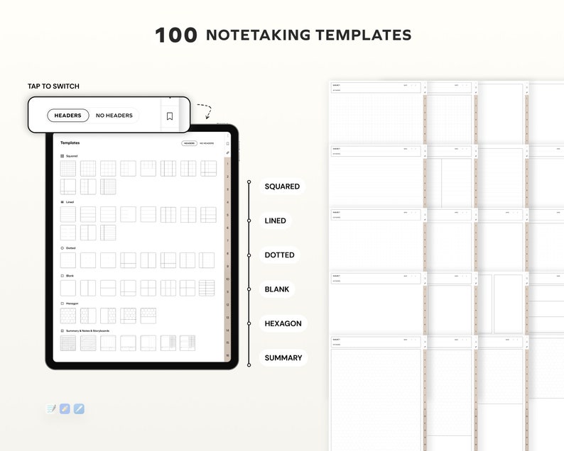 Student Digital Notebook, Minimalist Note Paper Hyperlinked Notetaking ...