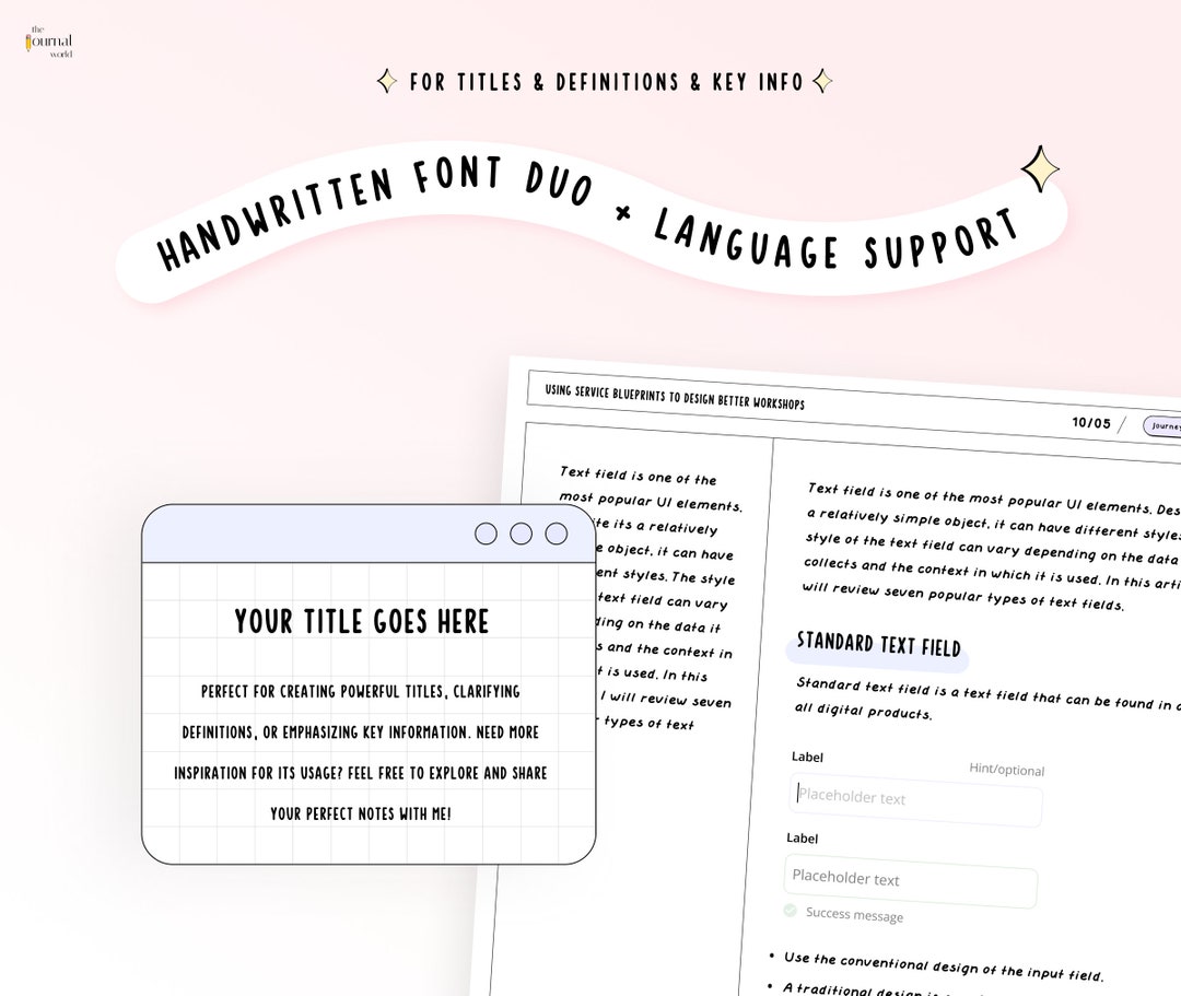 Handwritten Font Titles for Digital Planner iPad Handwrritng Font for ...