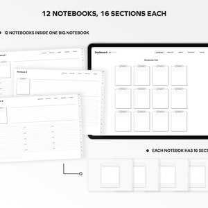 12 Student Digital Notebook Bundle, Hyperlinked Planner Notetaking for ...