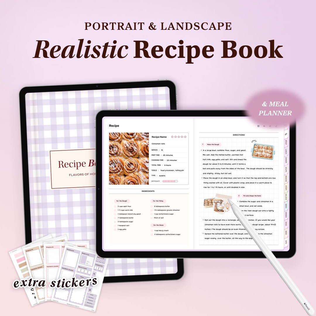 Digital Recipe Book for Ipad, Goodnotes Recipe Book Template, Recipe ...