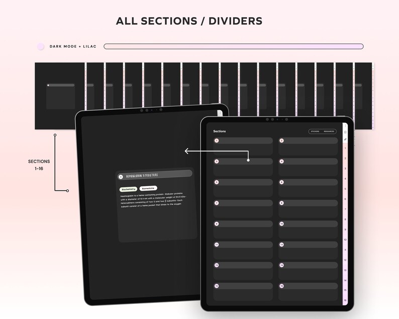Student Digital Notebook Dark Mode, Hyperlinked Notetaking Templates ...