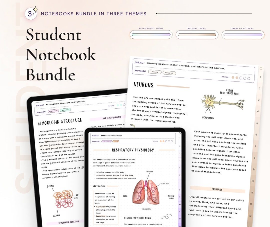 Student Digital Notebook Bundle Hyperlinked Notetaking - Etsy