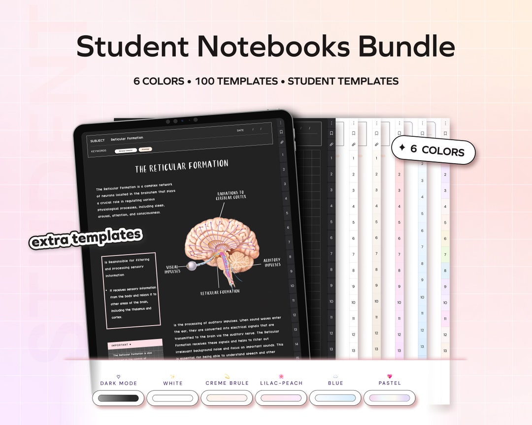 Student Digital Notebook Bundle Hyperlinked Notetaking Templates for ...