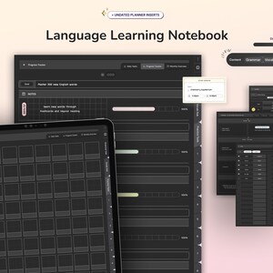 Dark Mode Language Learning Notebook/planner Learn Grammar Vocabulary ...