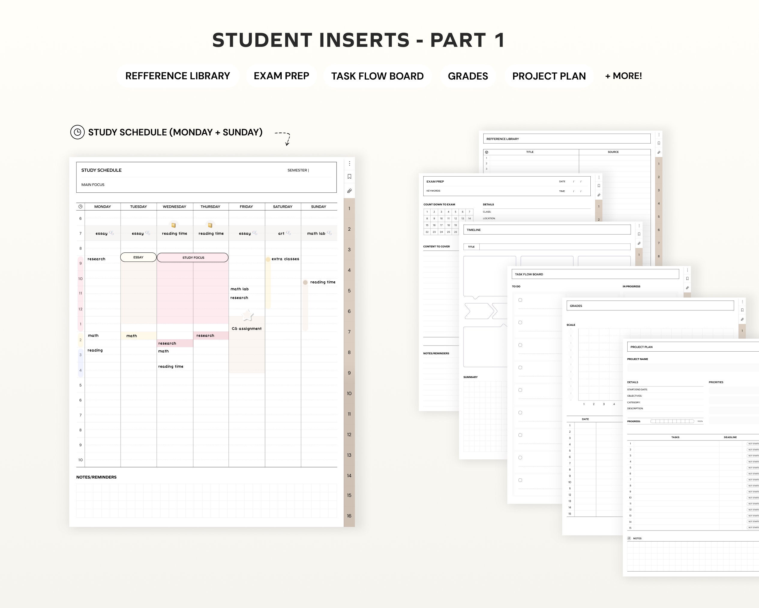 Student Digital Notebook, Minimalist Note Paper Hyperlinked Notetaking ...