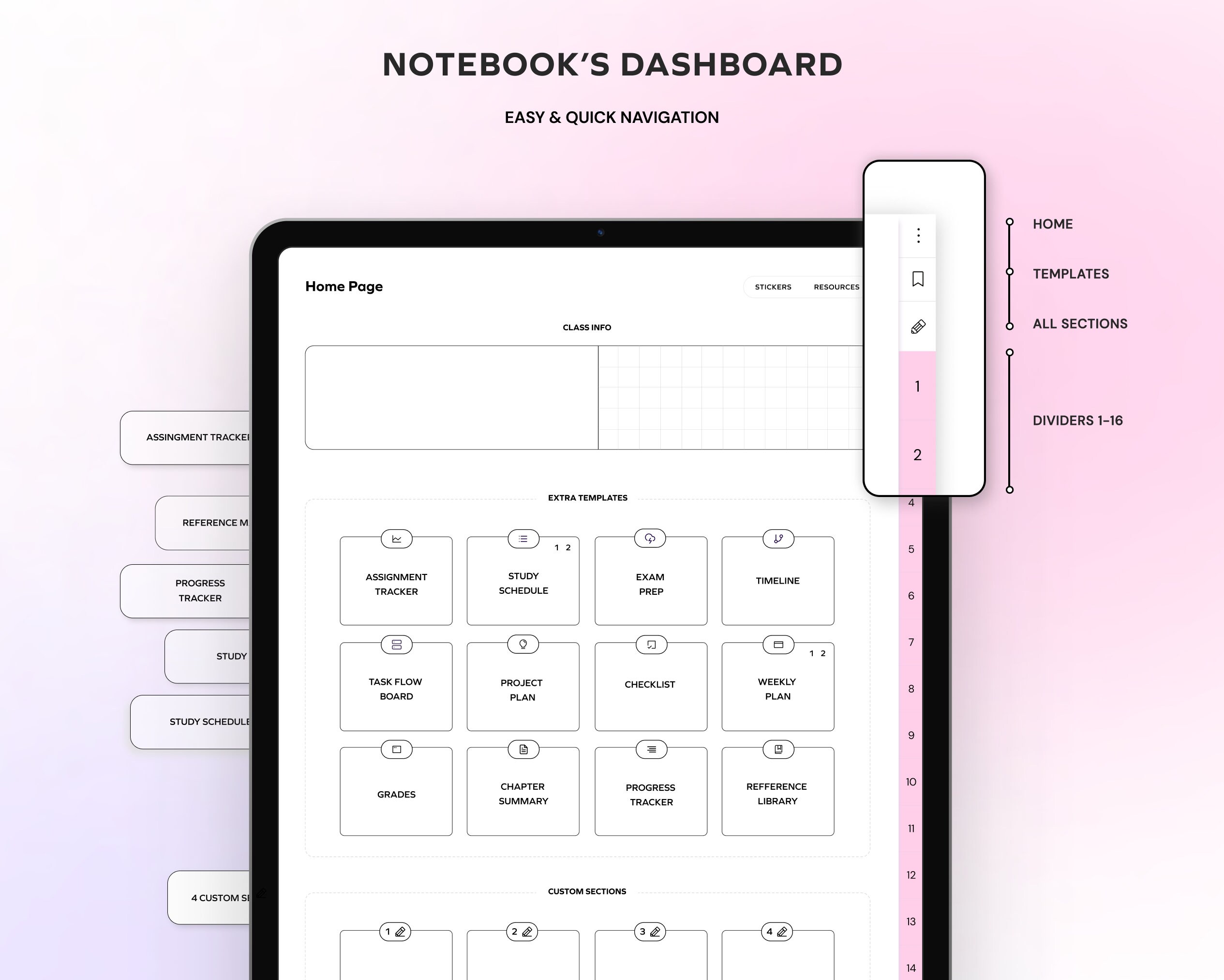 Student Digital Notebook Goodnotes iPad Notebook Notepaper Hyperlinked ...