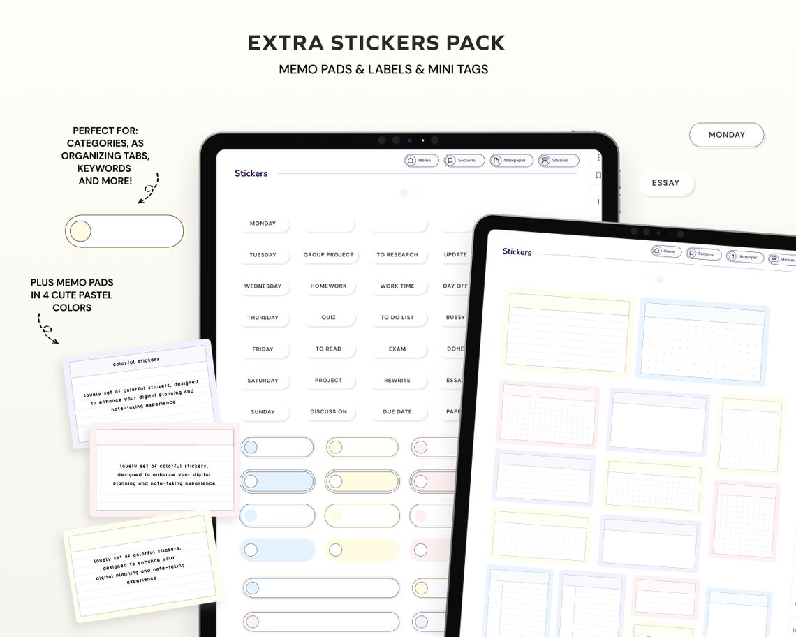 Student Digital Notebook, Minimalist Note Paper Hyperlinked Notetaking ...