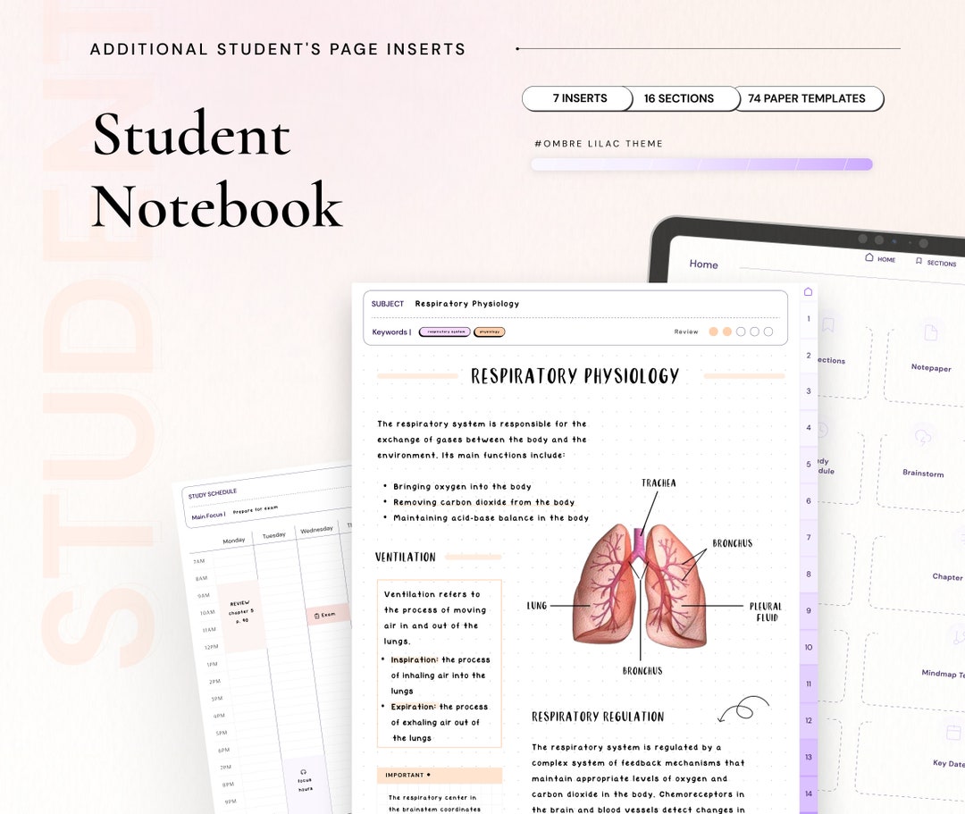 Student Digital Notebook Hyperlinked Notetaking Templates Planner ...