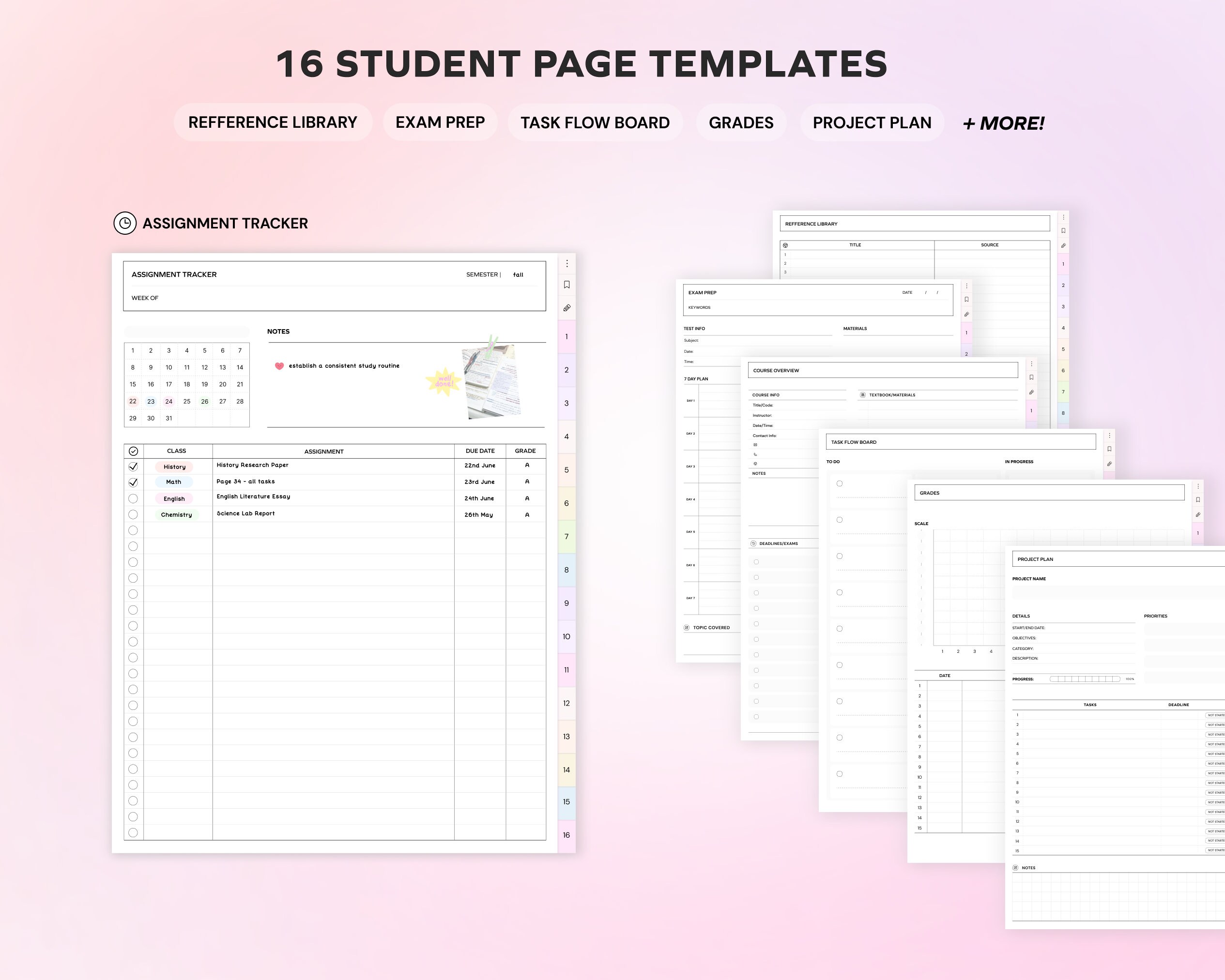 Student Undated Planner and Notebook, Daily Weekly Monthly Planner for ...