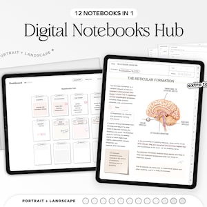 12 Student Digital Notebook Bundle, Hyperlinked Planner Notetaking for ...