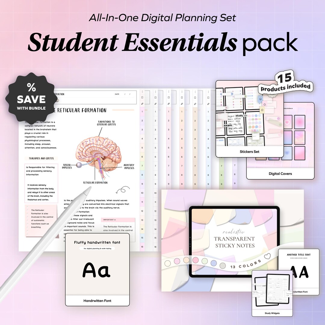 All in One Student Bundle, Undated Planner, Study Notes Templates for ...