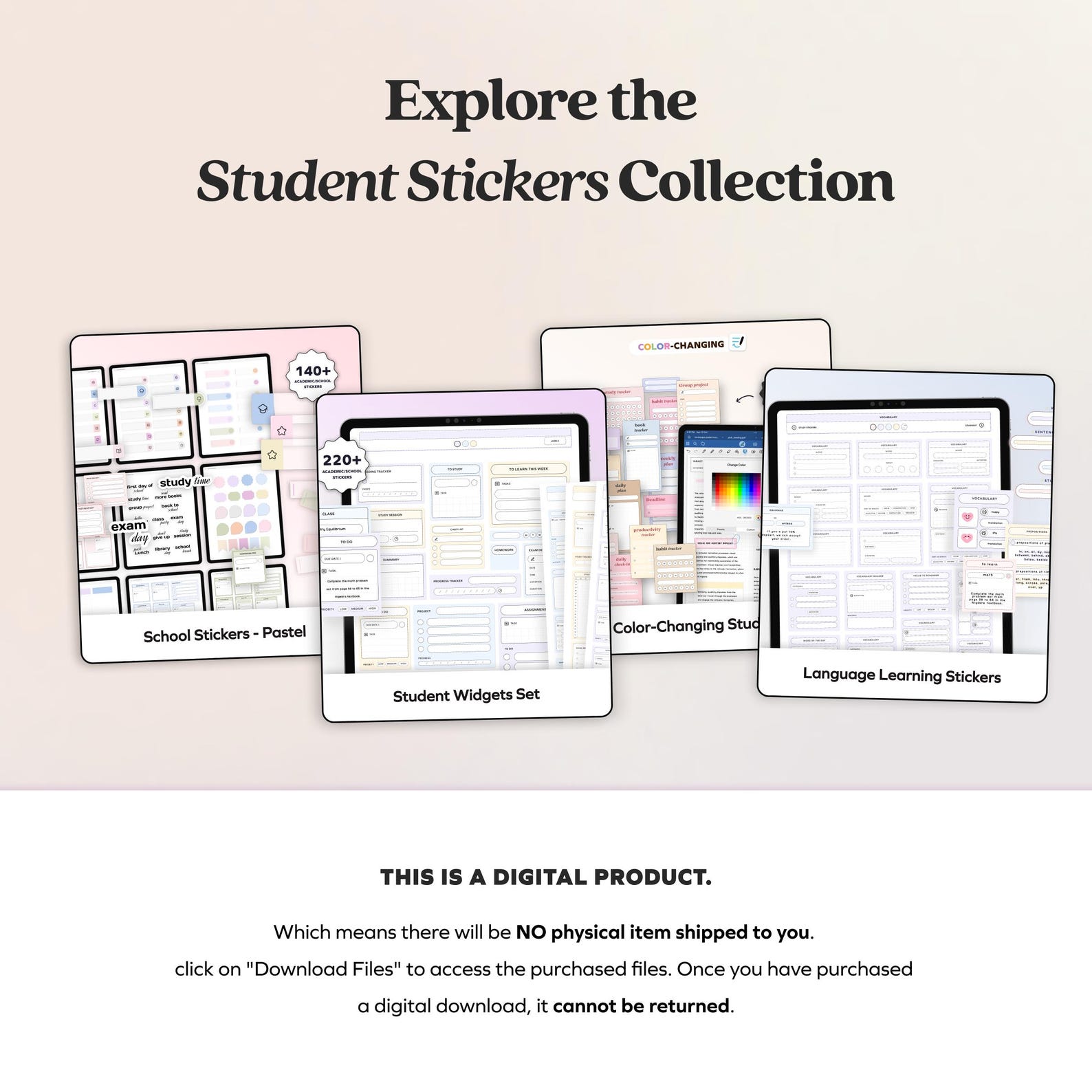 Study Digital Stickers for Student, Notebook Planner Goodnotes Widgets ...