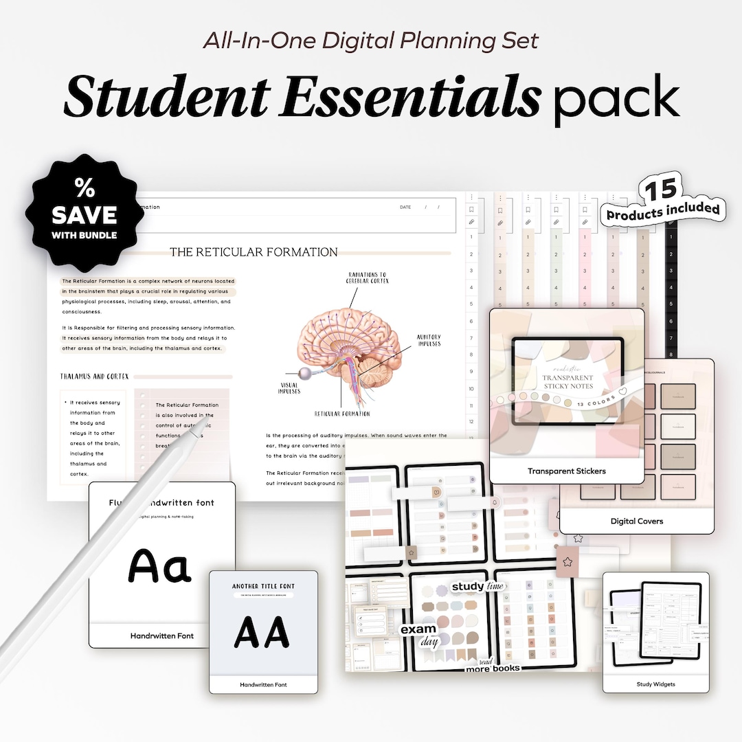 All in One Student Bundle, Undated Planner, Study Notes Templates for ...