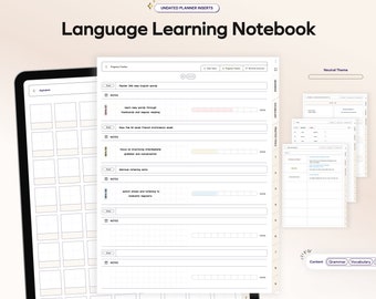 Language Learning Notebook Planner Learn Grammar Vocabulary Digital ...
