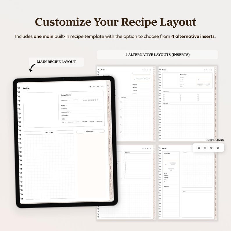 Digital Recipe Book for Ipad, Goodnotes Recipe Book Template, Recipe ...