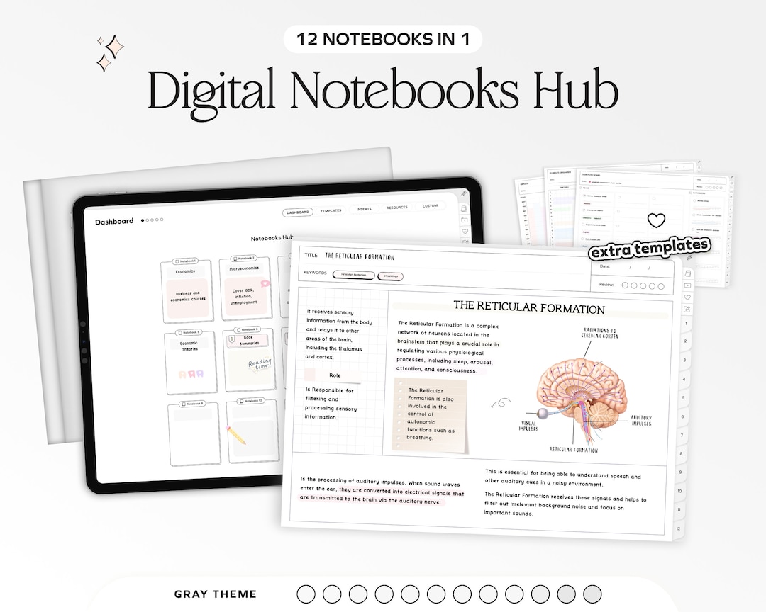 12 Student Digital Notebook Bundle, Hyperlinked Planner Notetaking for ...