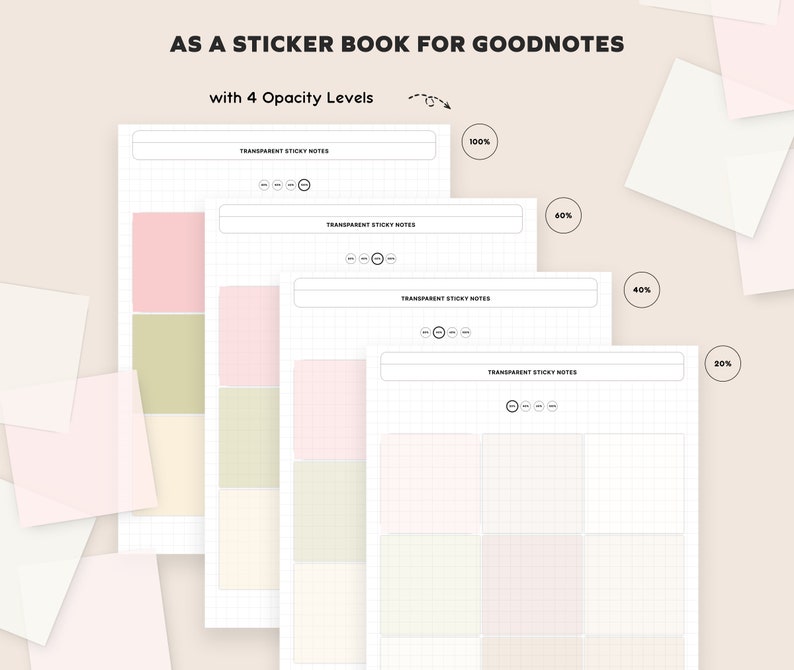 Transparent Digital Stickers for Planner Student Sticky Notes for ...