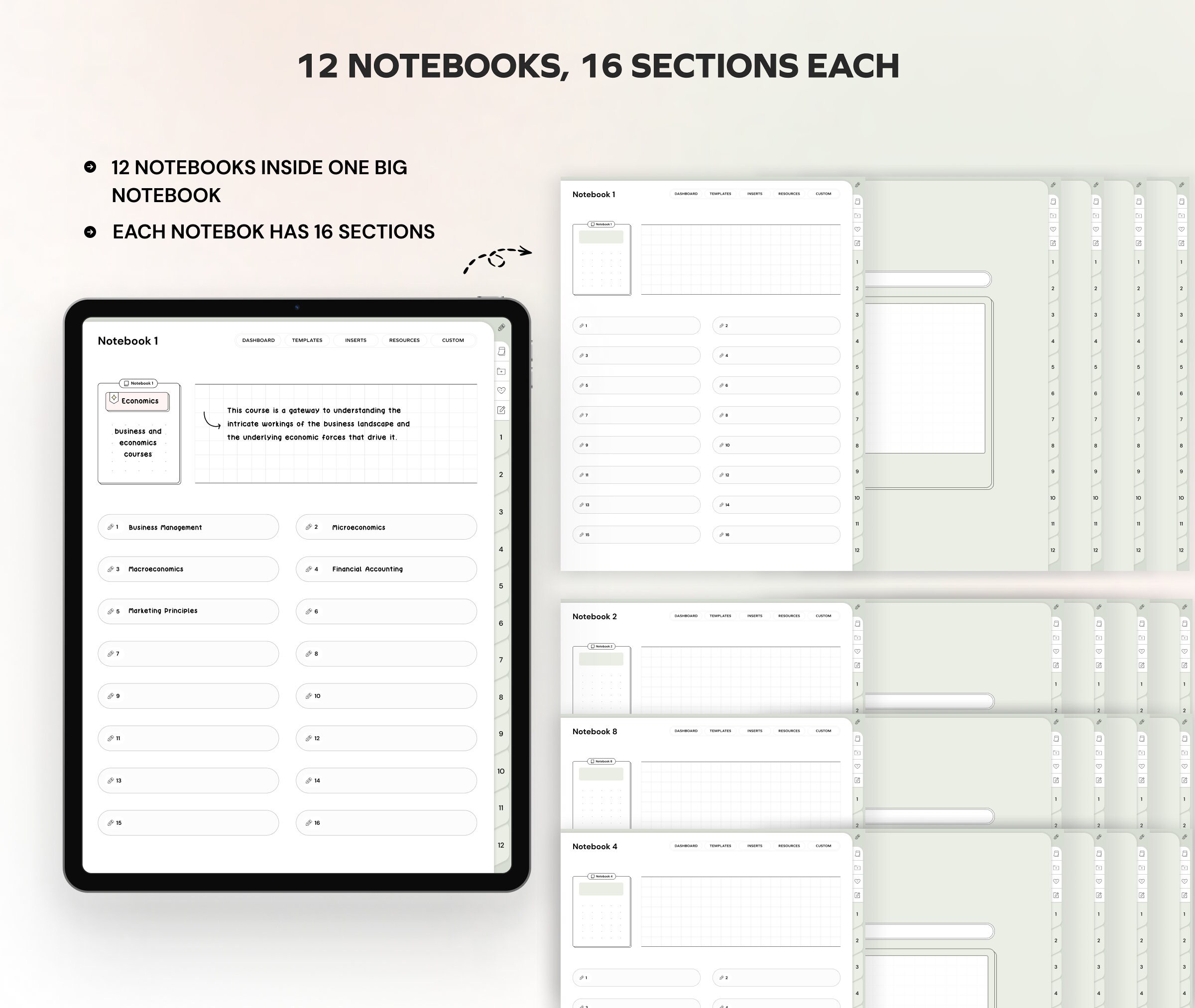 Student Digital 12 Notebooks in 1, Hyperlinked Notetaking Bundle ...