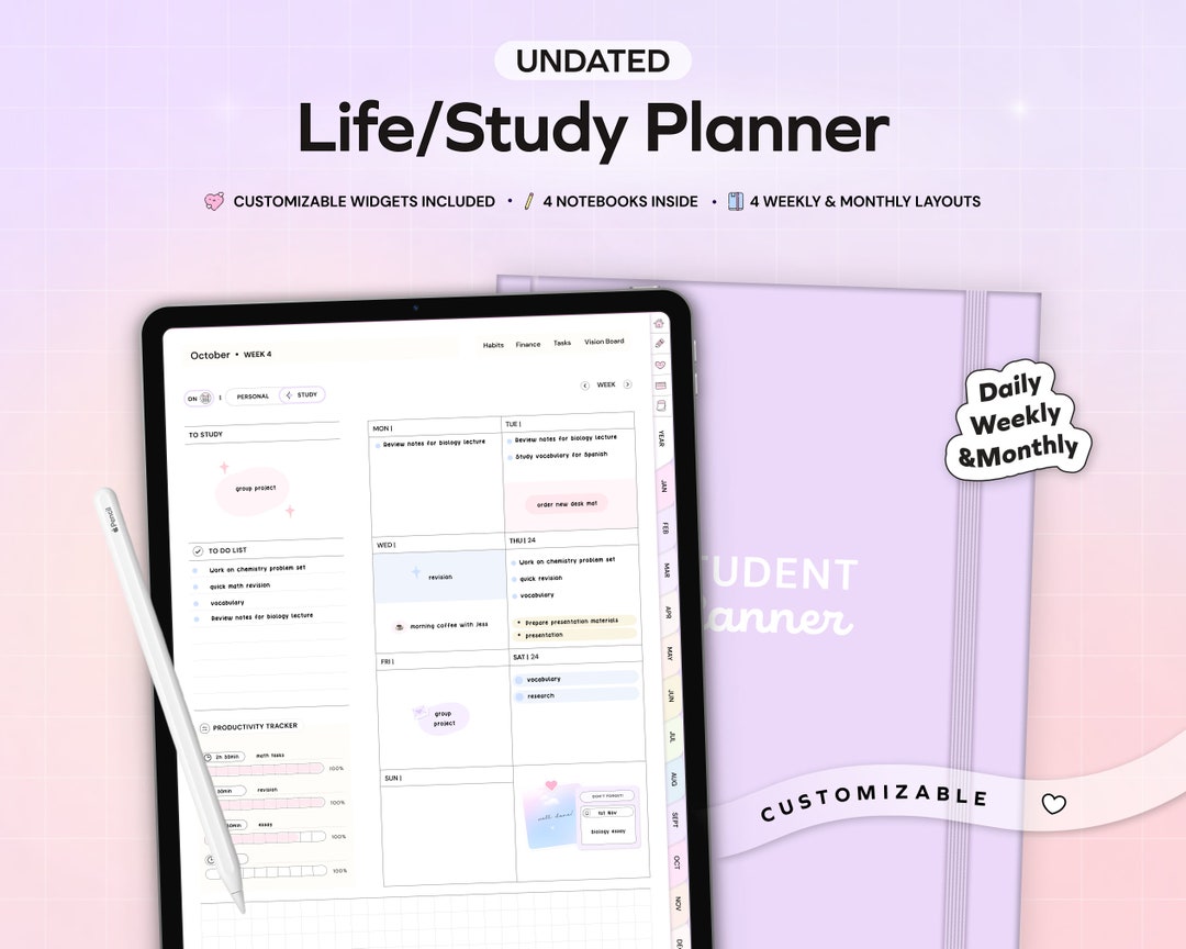 Undated Life Student Digital Planner for Goodnotes Notability iPad ...