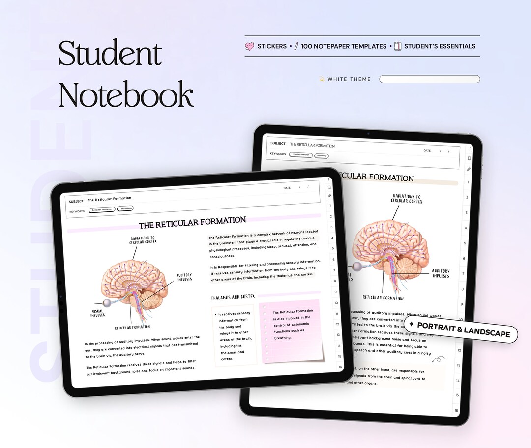 Student Digital Notebook Hyperlinked Notetaking Templates Planner ...