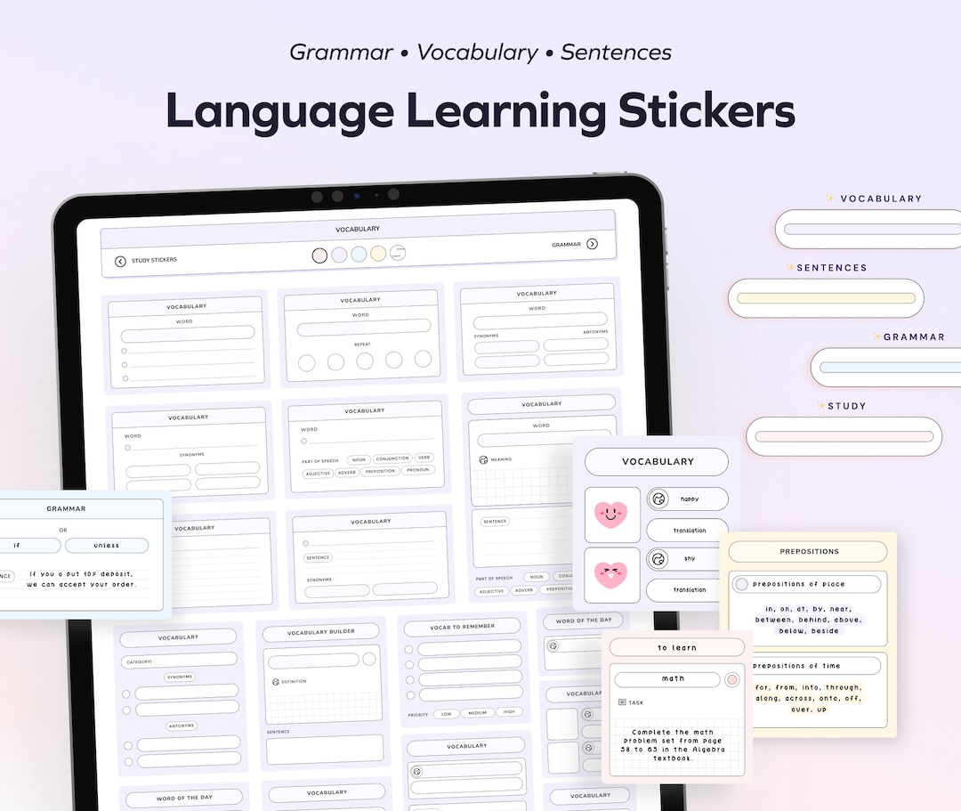 Study Digital Stickers for Goodnotes Language Learning Sticker Book ...