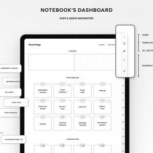 Student Digital Notebook, Minimalist Note Paper Hyperlinked Notetaking ...