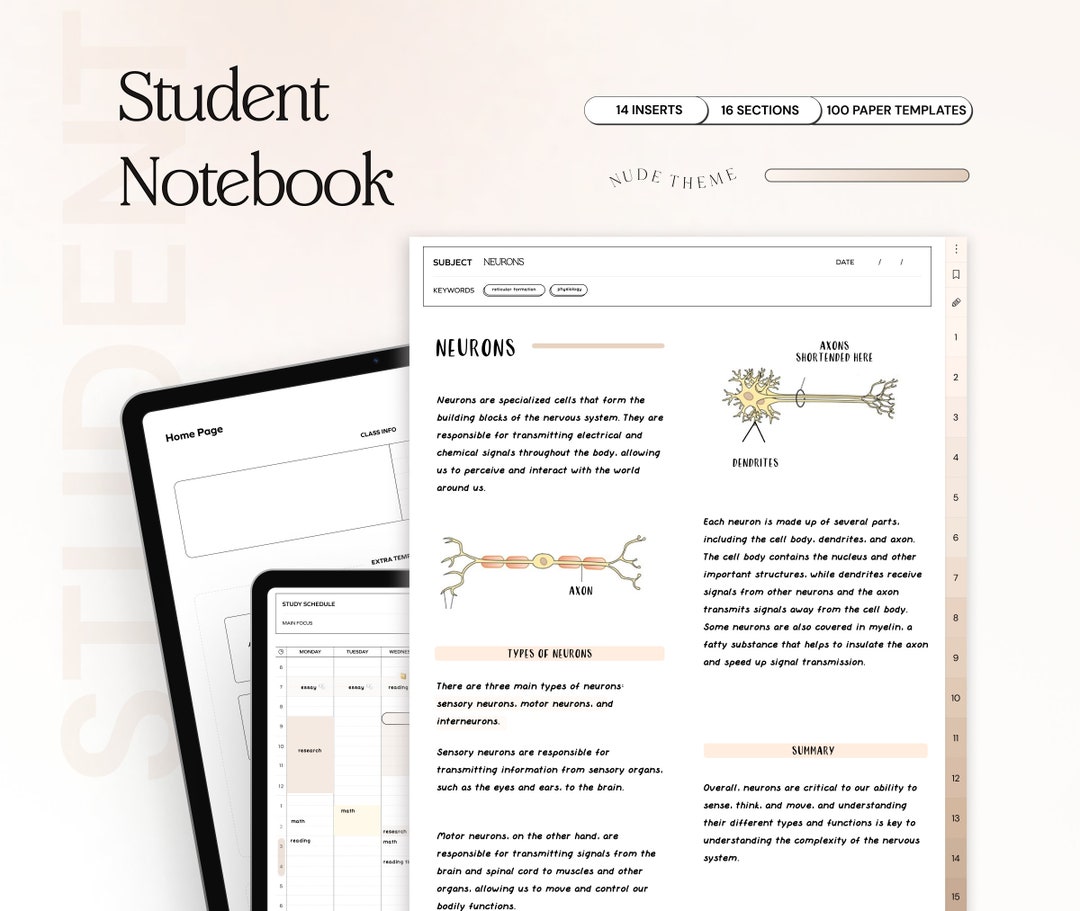 Student Digital Notebook Hyperlinked Notetaking Templates Planner ...