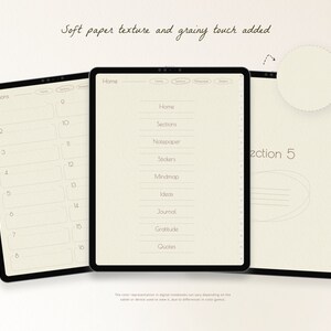 Digital Notebook | Paper Texture Template | Hyperlinked Tabs Goodnotes ...