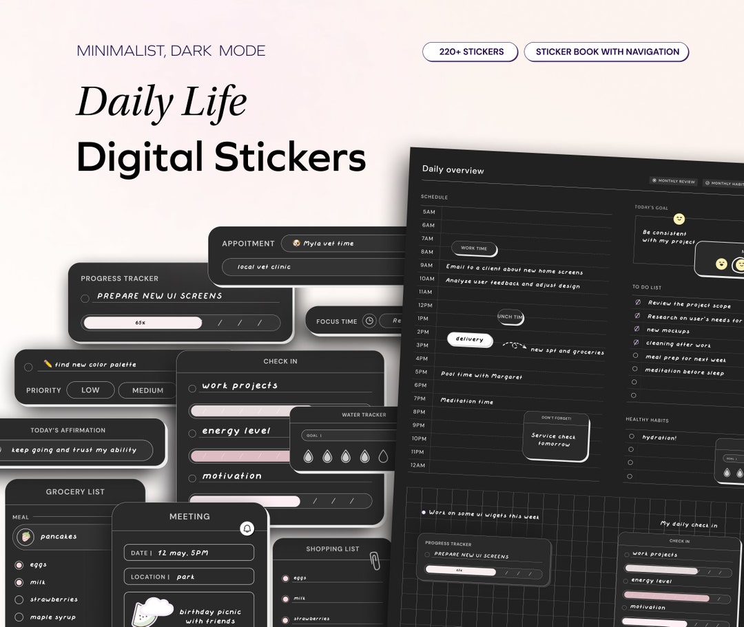 Everyday Digital Stickers for Planner Goodnotes Widget Sticker Book ...