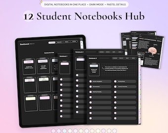 Student Digital 12 Notebooks Bundle Hyperlinked Notetaking Templates ...