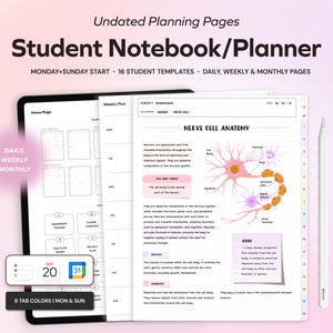 Student Undated Planner and Notebook, Daily Weekly Monthly Planner for ...