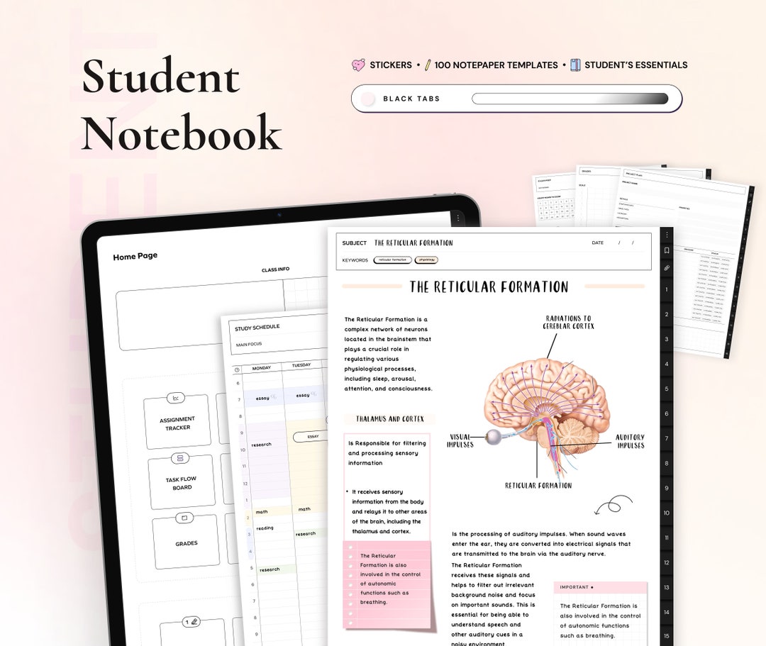 Student Digital Notebook Hyperlinked Notetaking Templates Planner ...