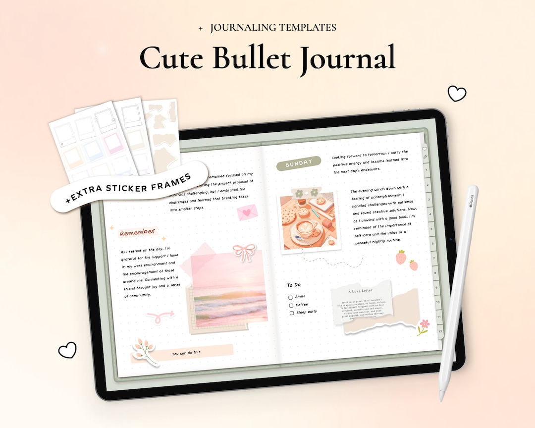 Digital Bullet Journal Realistic Daily Notebook Scrapbook - Etsy
