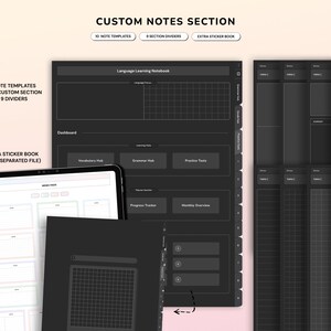 Dark Mode Language Learning Notebook/planner Learn Grammar Vocabulary ...