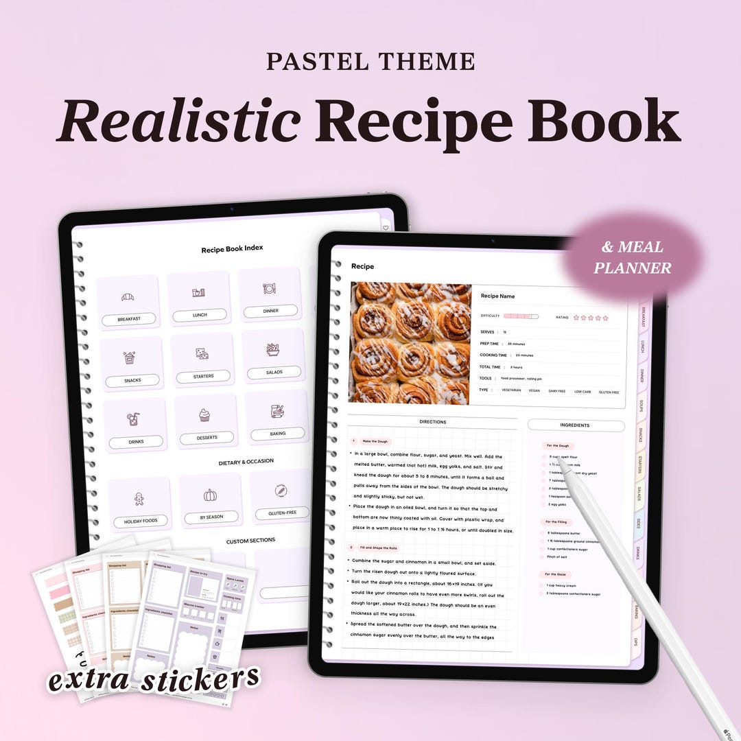 Digital Recipe Book for Ipad, Goodnotes Recipe Book Template, Recipe ...