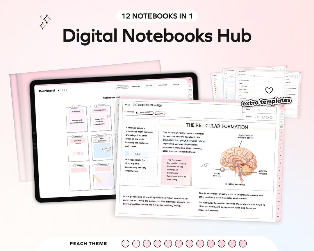12 Student Digital Notebook Bundle, Hyperlinked Planner Notetaking for ...
